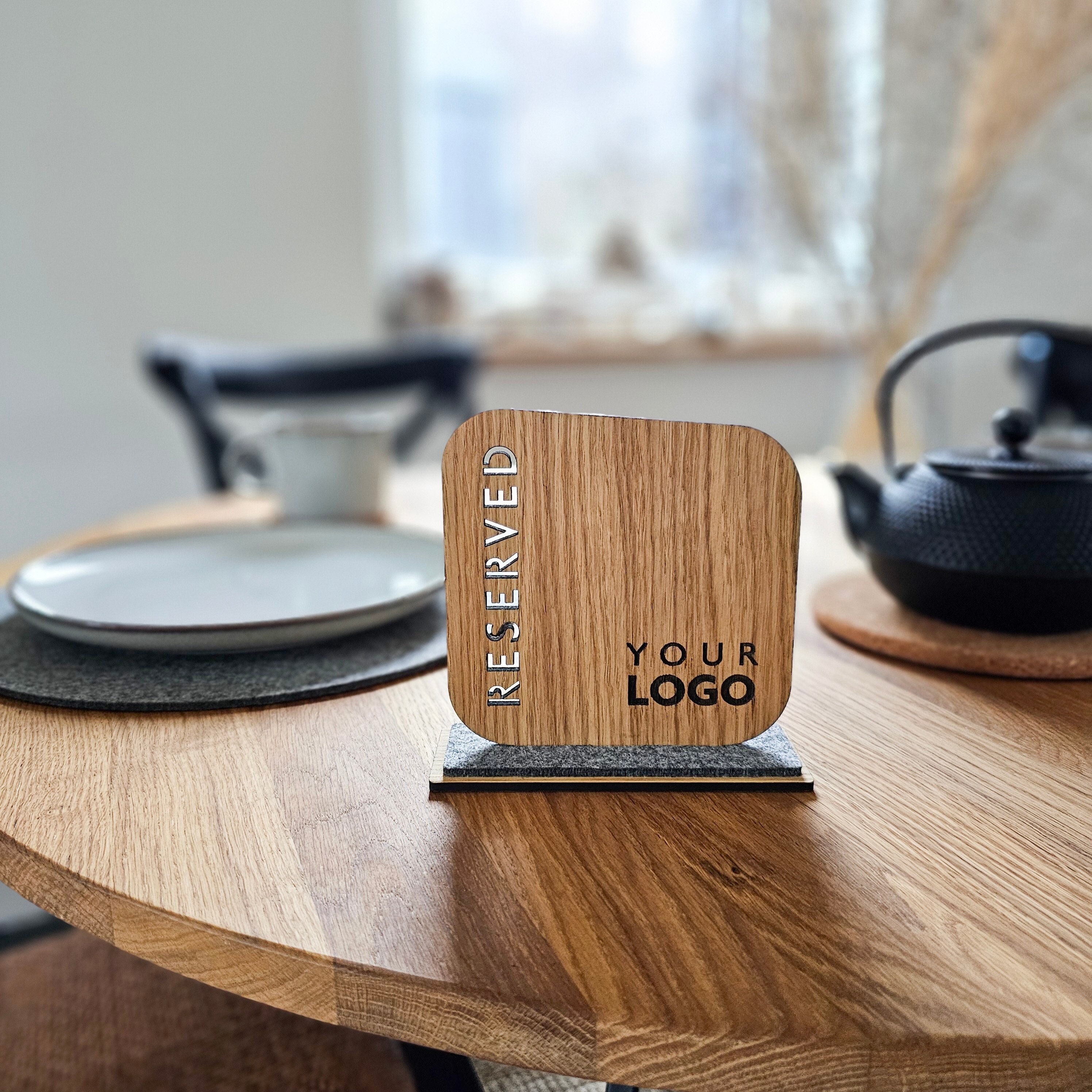 Personalized Reserved Table Sign With Logo, Wooden Restaurant Decor ...