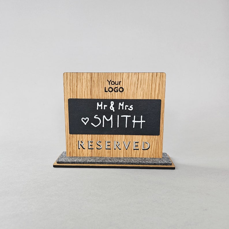 Wooden Chalkboard Tabletop Reserved Sign With Logo for Restaurants ...