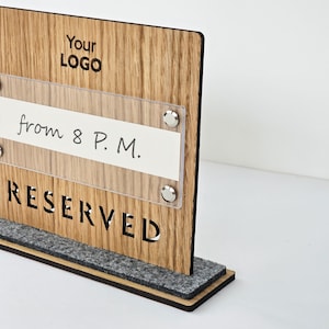 Wooden Reserved Sign With Place for Note, Logo-engraved Reserved Stand ...