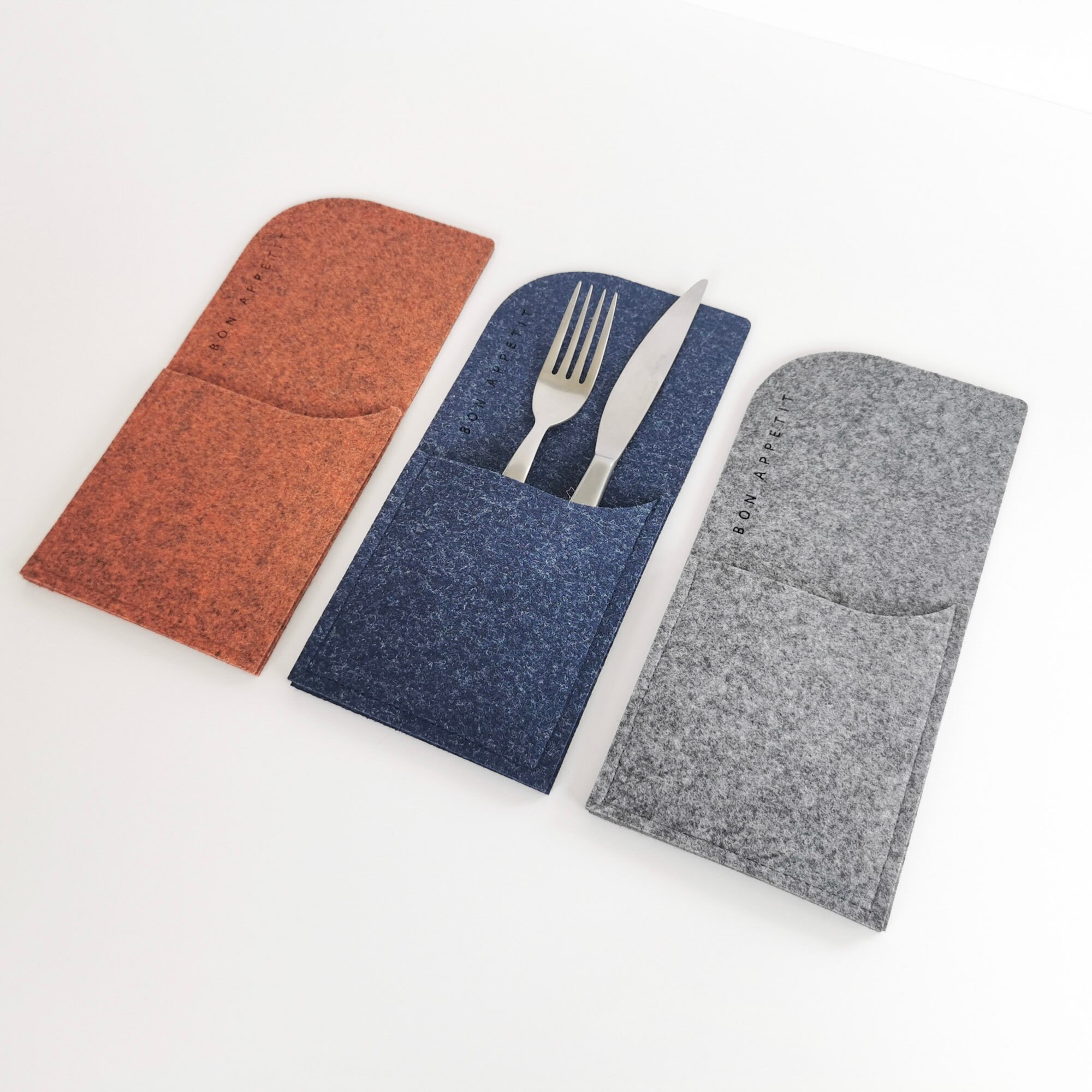 Felt Cutlery Holder With Engraved 'bon Appetit' - Etsy