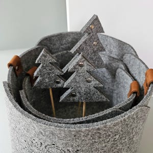 Handmade Felt Baskets With Snowflake Design, Christmas Gift Box, Gray ...