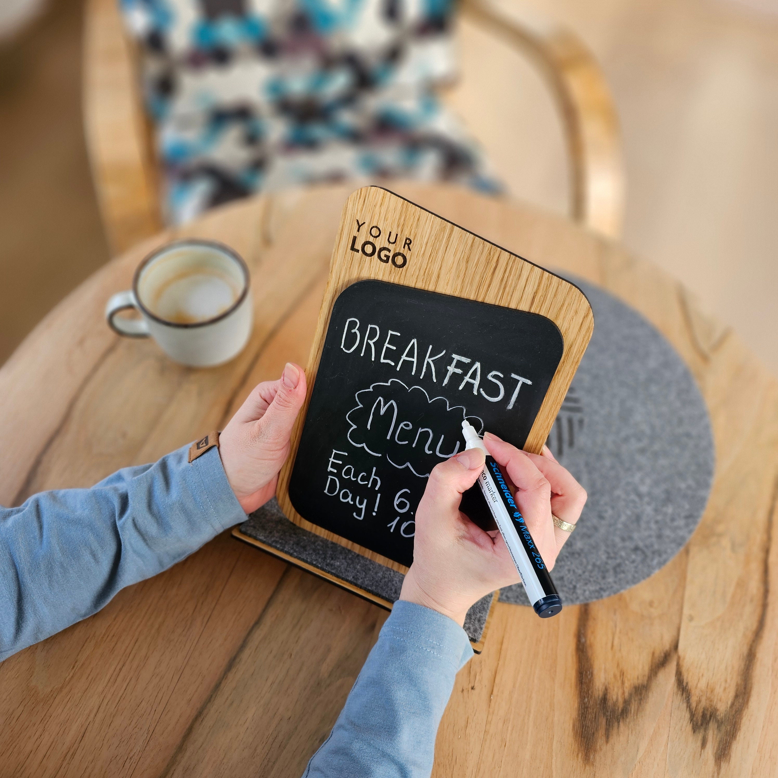 Wooden Tabletop Chalkboard, Erasable Restaurant Display, Coffee Bar ...