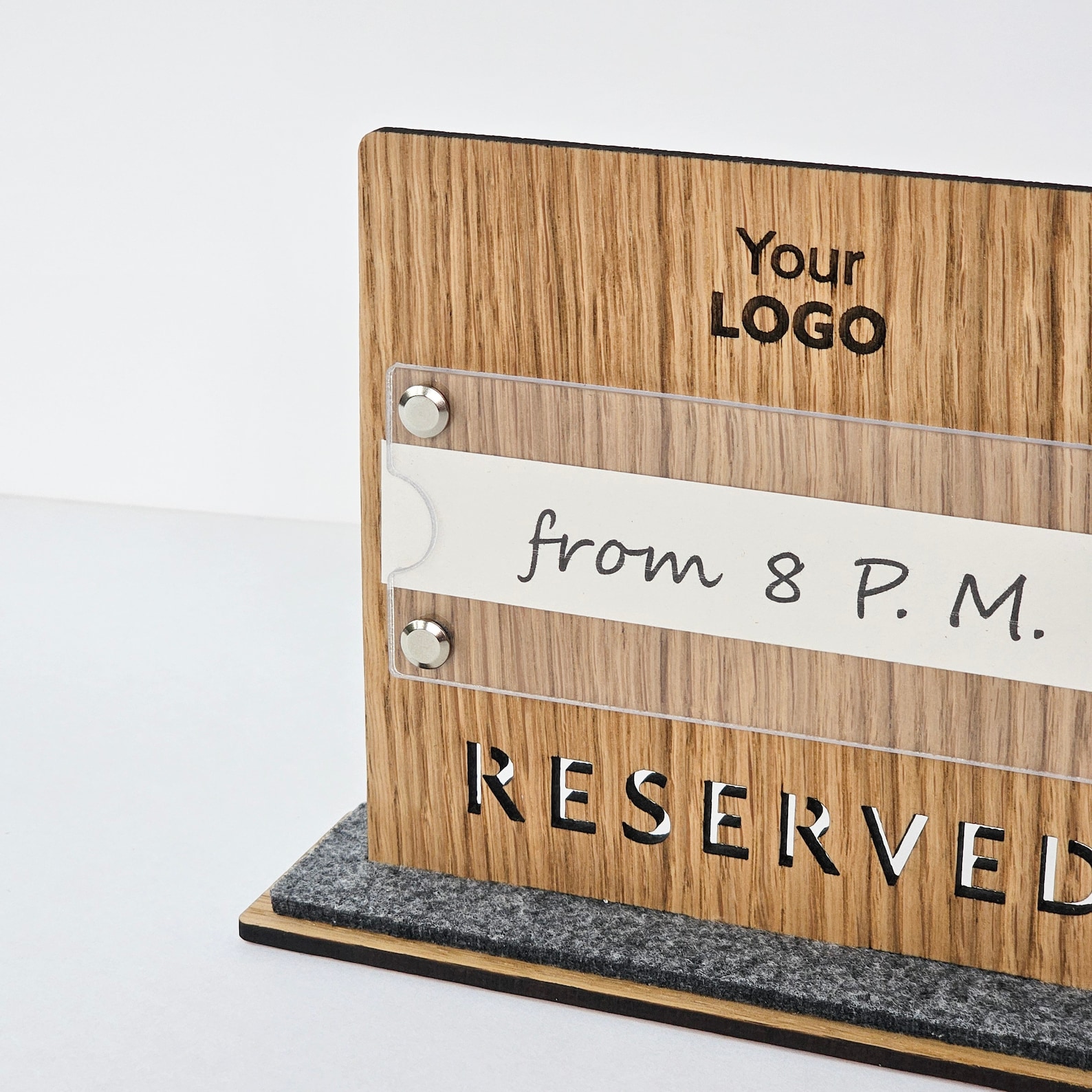 Wooden Reserved Sign With Place for Note, Logo-engraved Reserved Stand ...