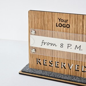 Wooden Reserved Sign With Place for Note, Logo-engraved Reserved Stand ...