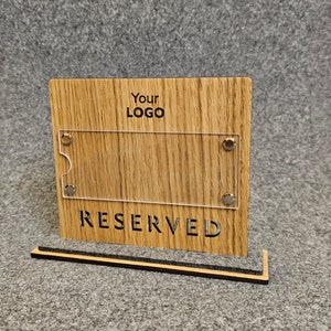 Wooden Reserved Sign With Place for Note, Logo-engraved Reserved Stand ...