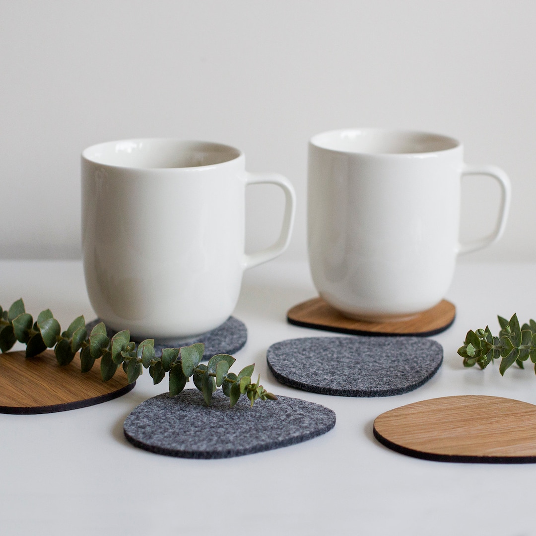 Pebble Shape Coasters Set of 6. Minimalistic Scandinavian Design Wood ...
