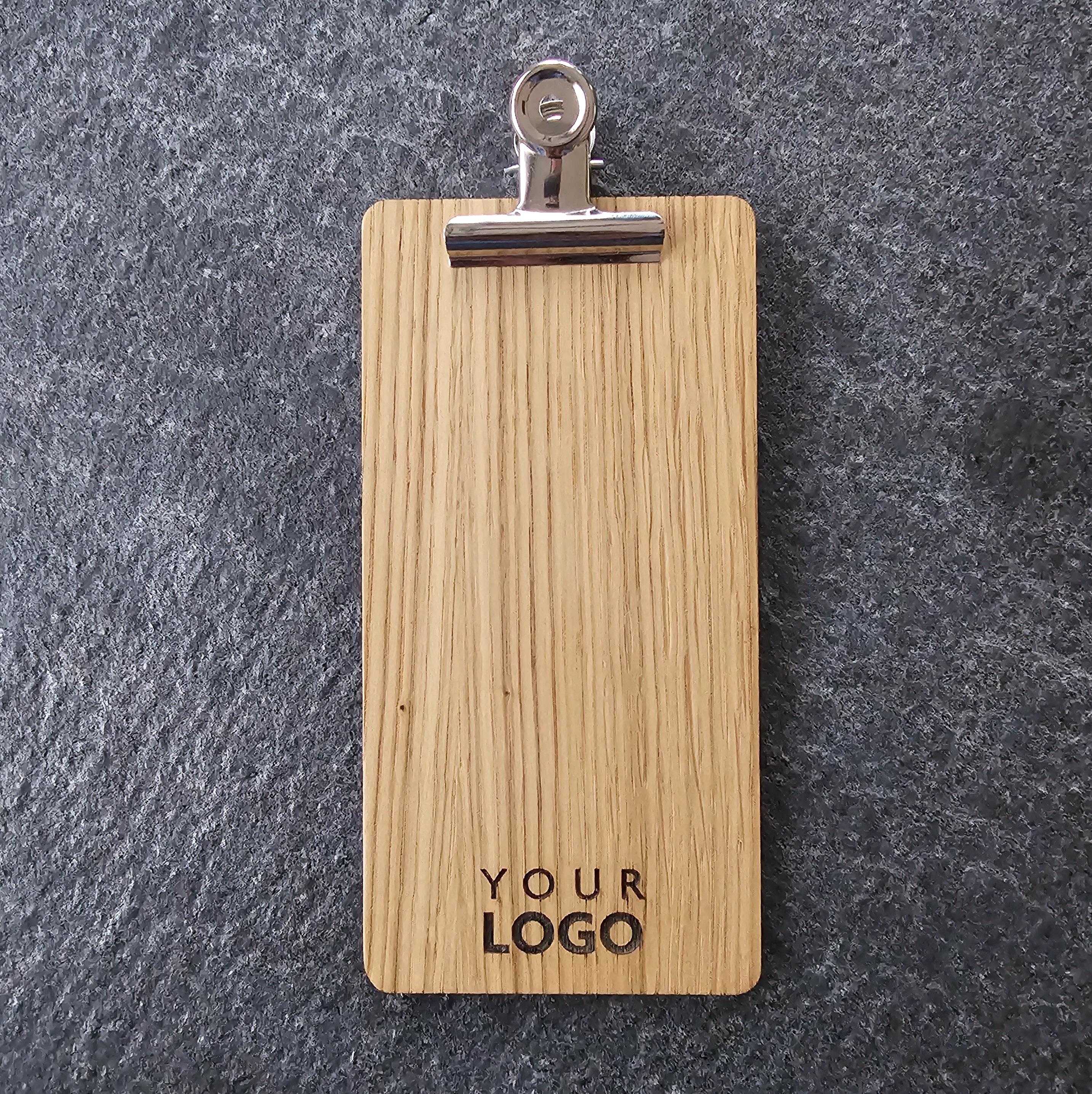 Custom Oak Wood Check Presenter, Engraved Logo Bill Holder, Restaurant ...