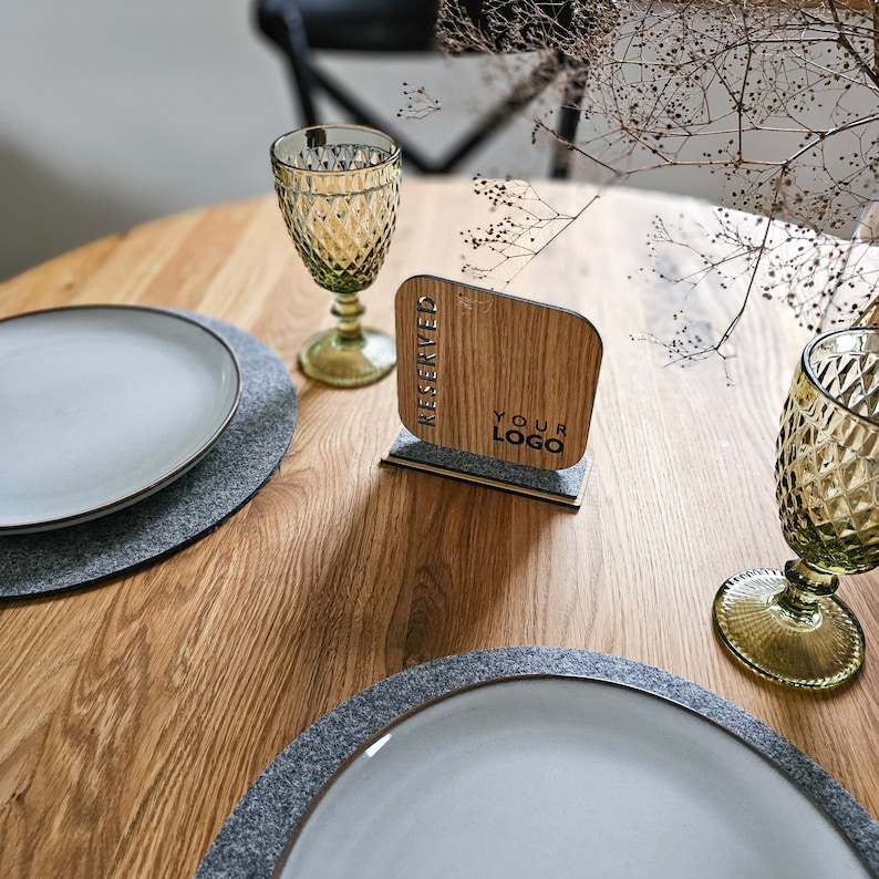 Personalized Reserved Table Sign With Logo, Wooden Restaurant Decor ...