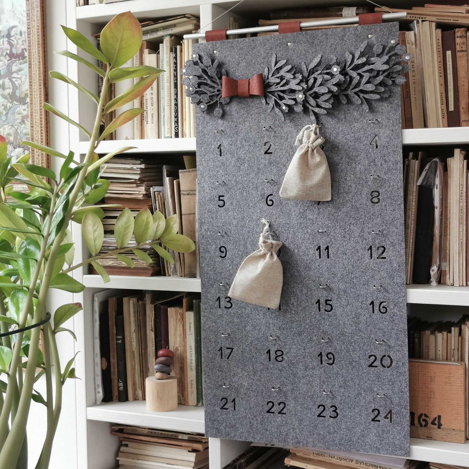 Christmas Advent Calendar, Big Gray Felt Christmas Calendar, Minimalist ...