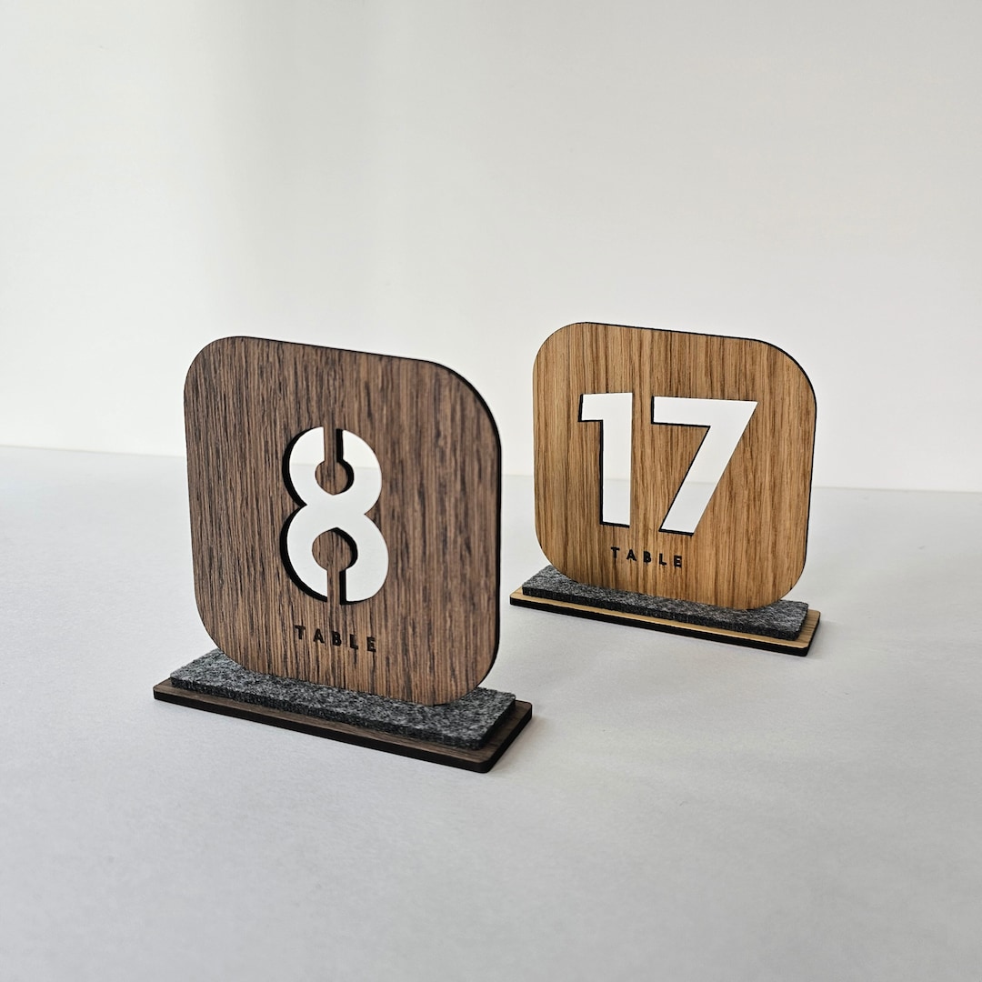 Wooden Table Number Signs With Stand for Restaurant, Rustic Wedding ...