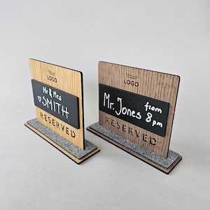 Wooden Chalkboard Tabletop Reserved Sign With Logo for Restaurants ...