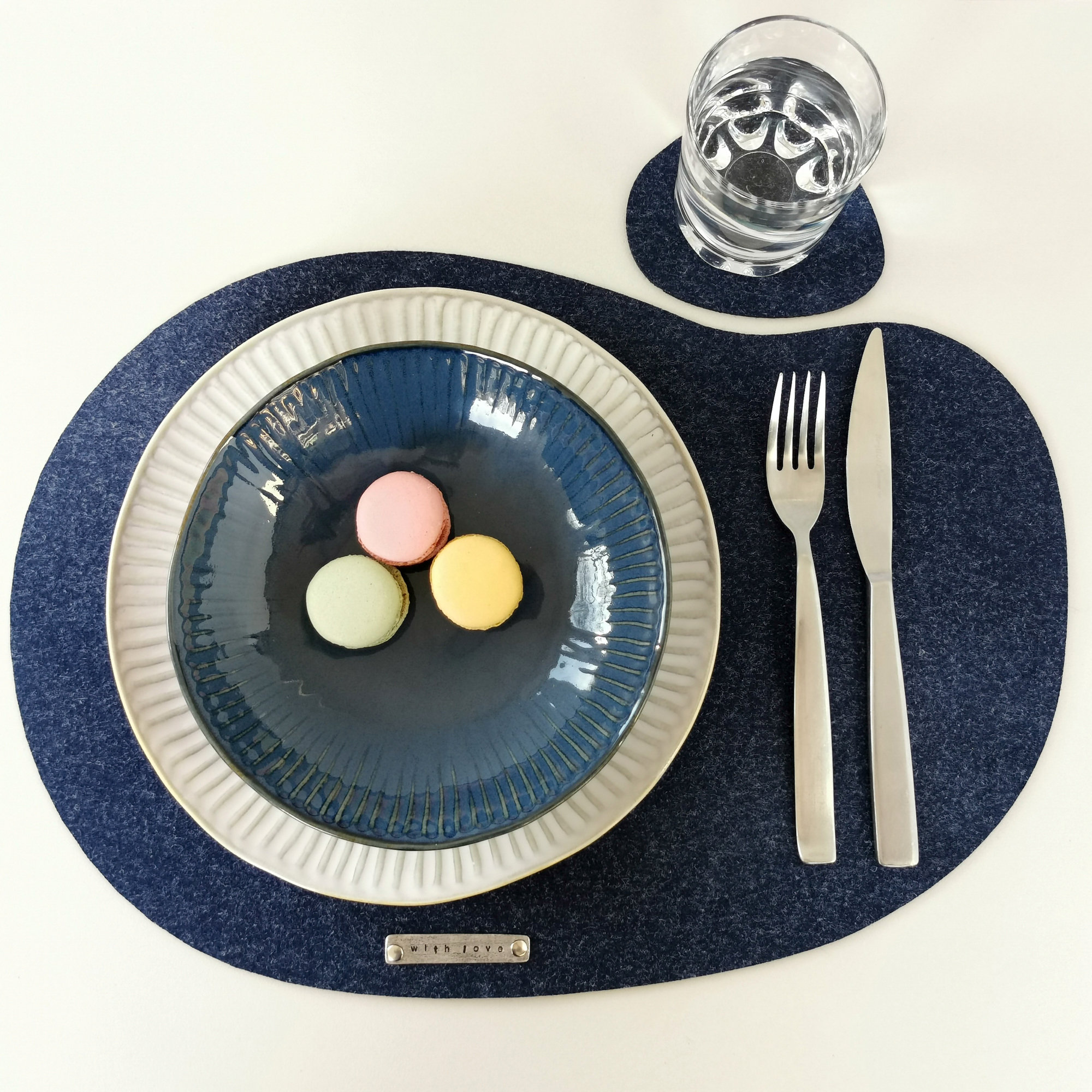 Irregular Indigo Blue Felt Placemats and Coaster Set of 2 - Etsy