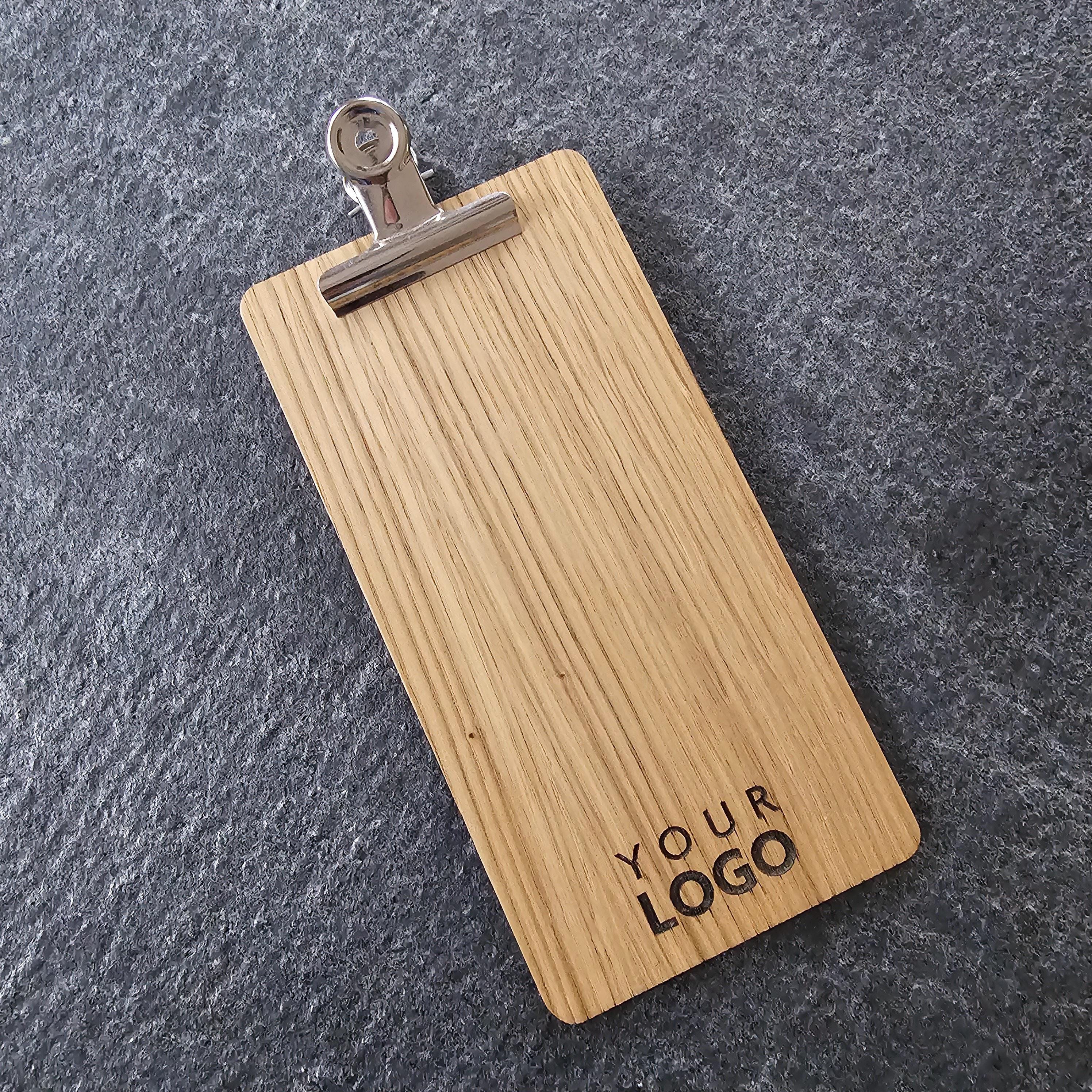 Custom Oak Wood Check Presenter, Engraved Logo Bill Holder, Restaurant ...
