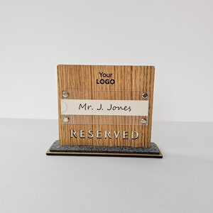 Wooden Reserved Sign With Place for Note, Logo-engraved Reserved Stand ...
