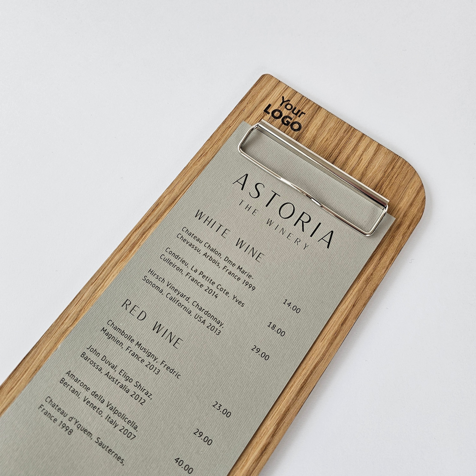 Wooden Wine List Menu, Oak Plywood Clip Board Menu, Engraved Restaurant ...