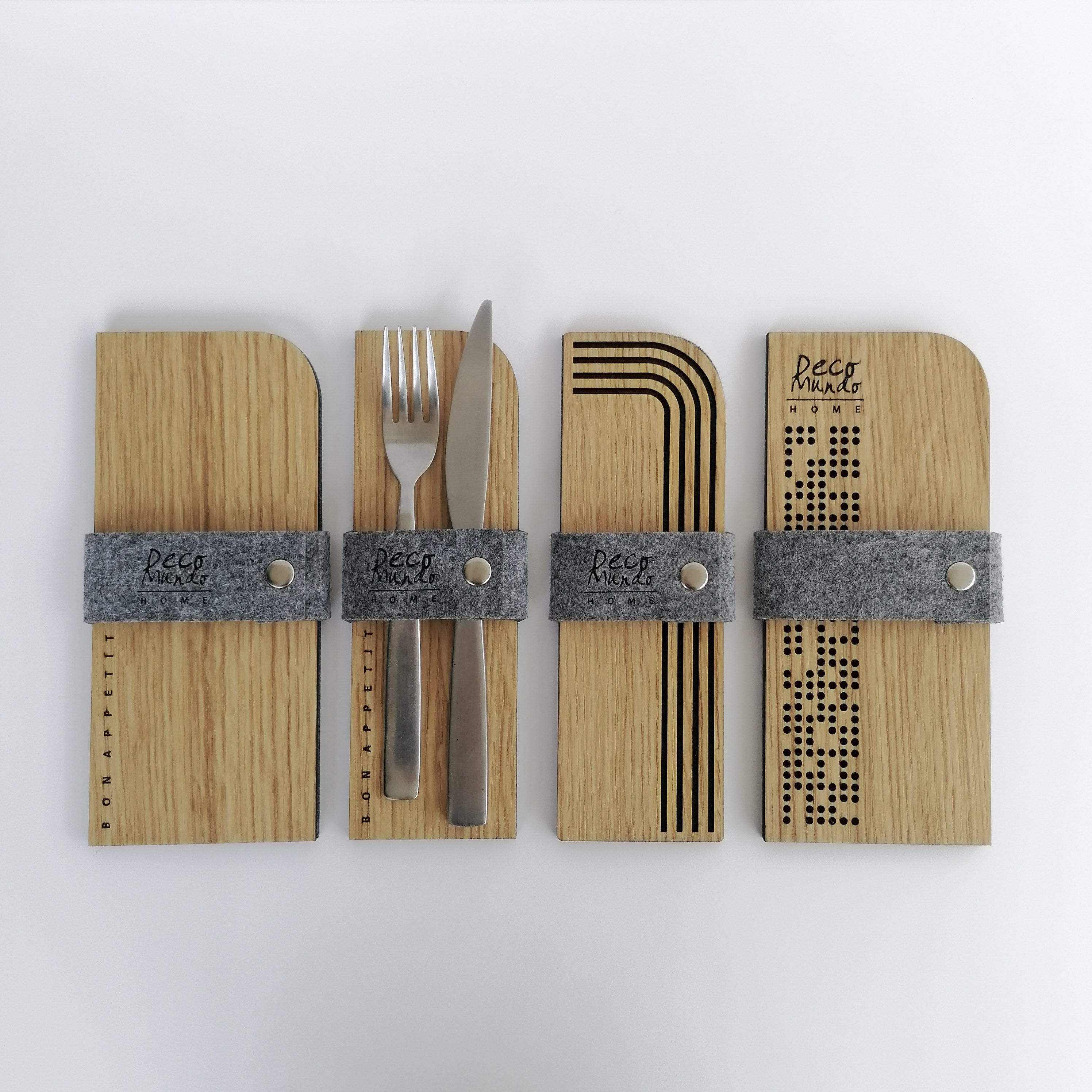 Wood and Felt Flatware Caddy With Engraved 'bon Appetit', Minimalist ...