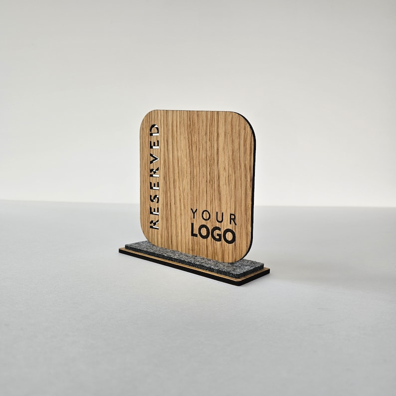 Personalized Reserved Table Sign With Logo, Wooden Restaurant Decor ...