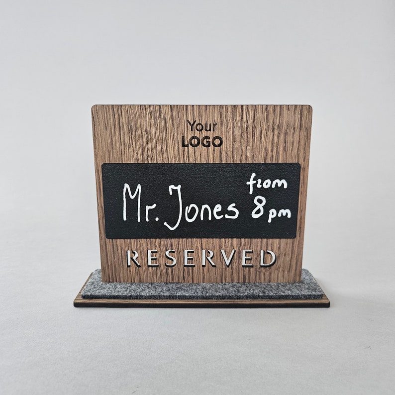 Wooden Chalkboard Tabletop Reserved Sign With Logo for Restaurants ...