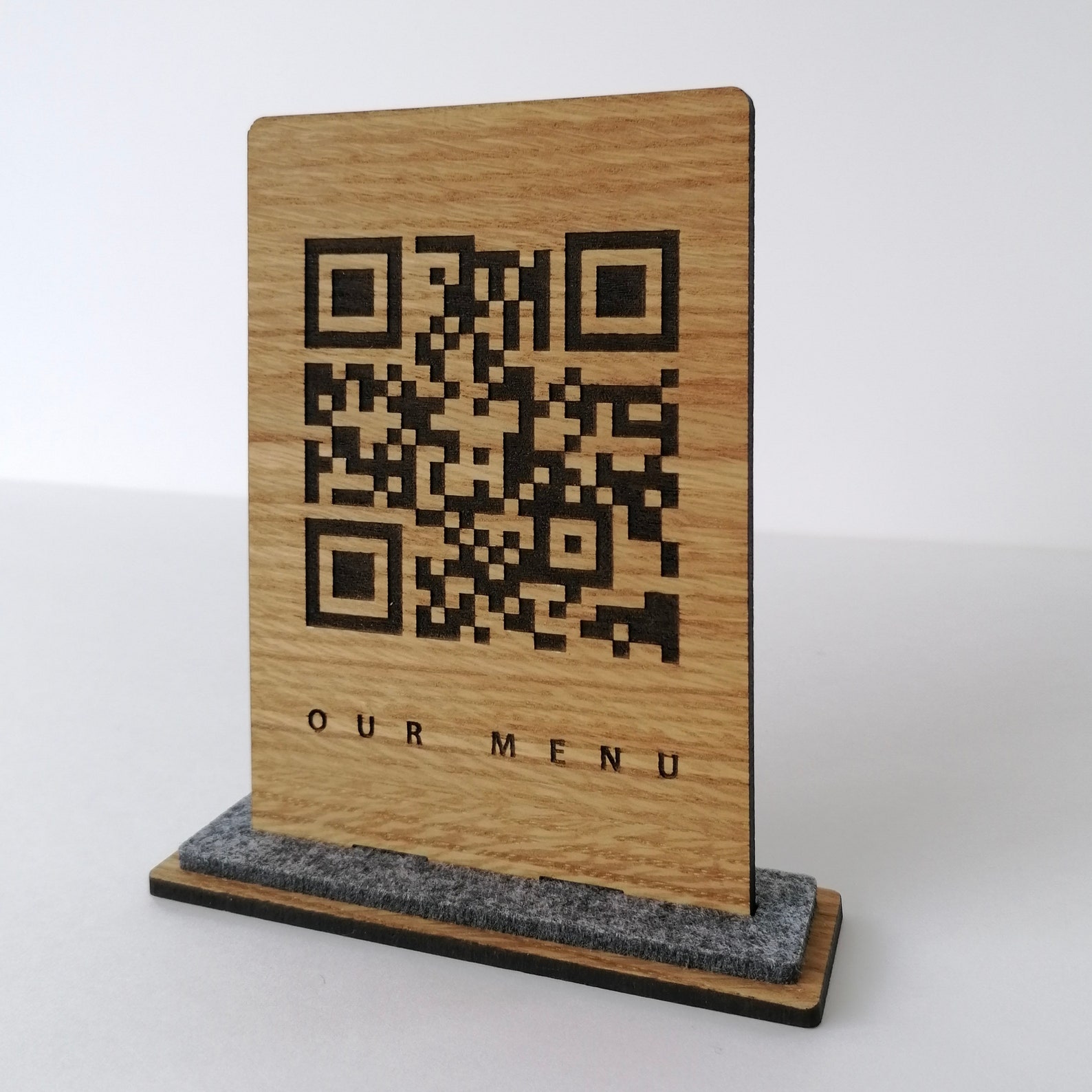 Wooden QR Code Sign Restaurant, Bar, Cafe Supplies, Custom Made QR Code Sign, Scan for Menu ...