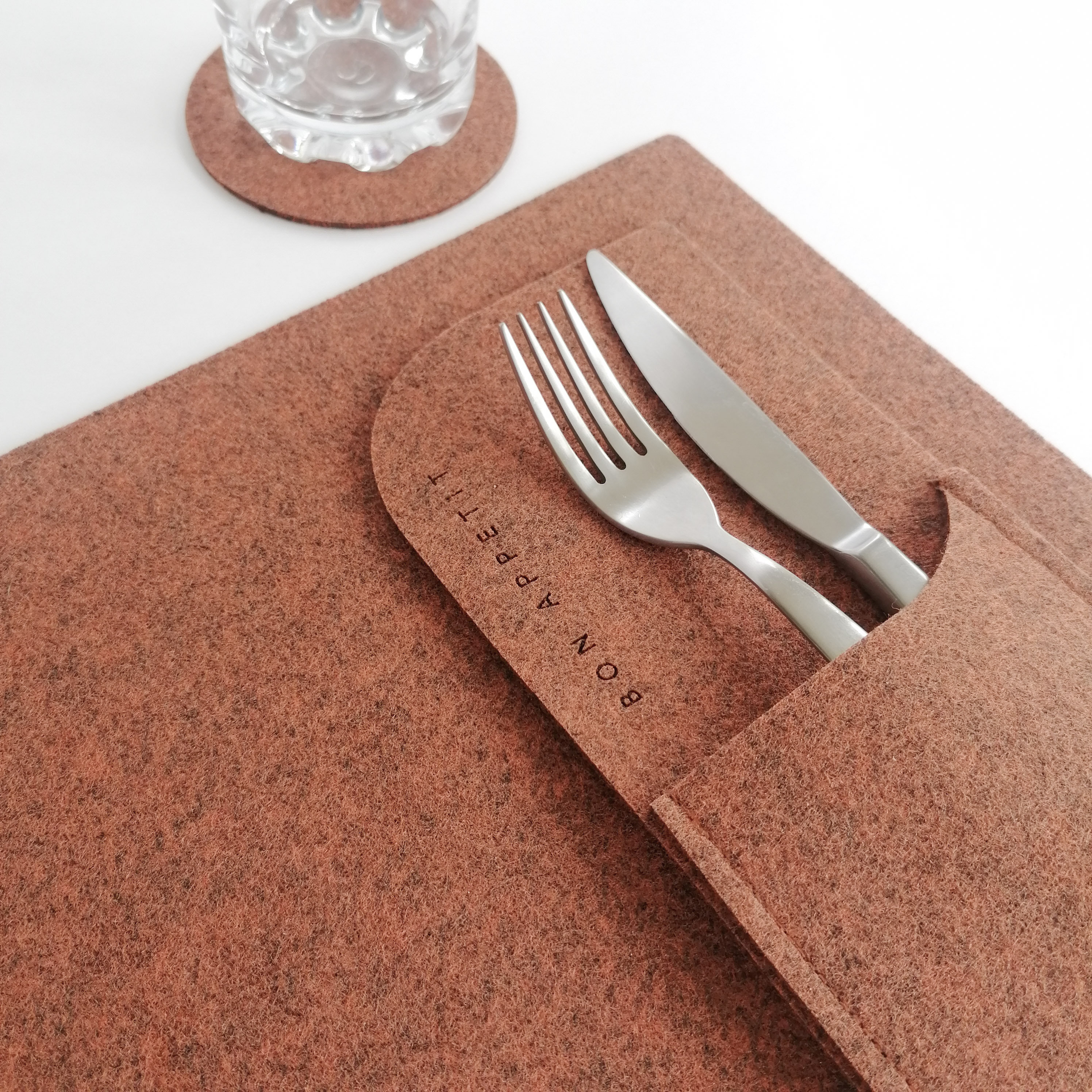 Felt Cutlery Holder With Engraved 'bon Appetit' - Etsy