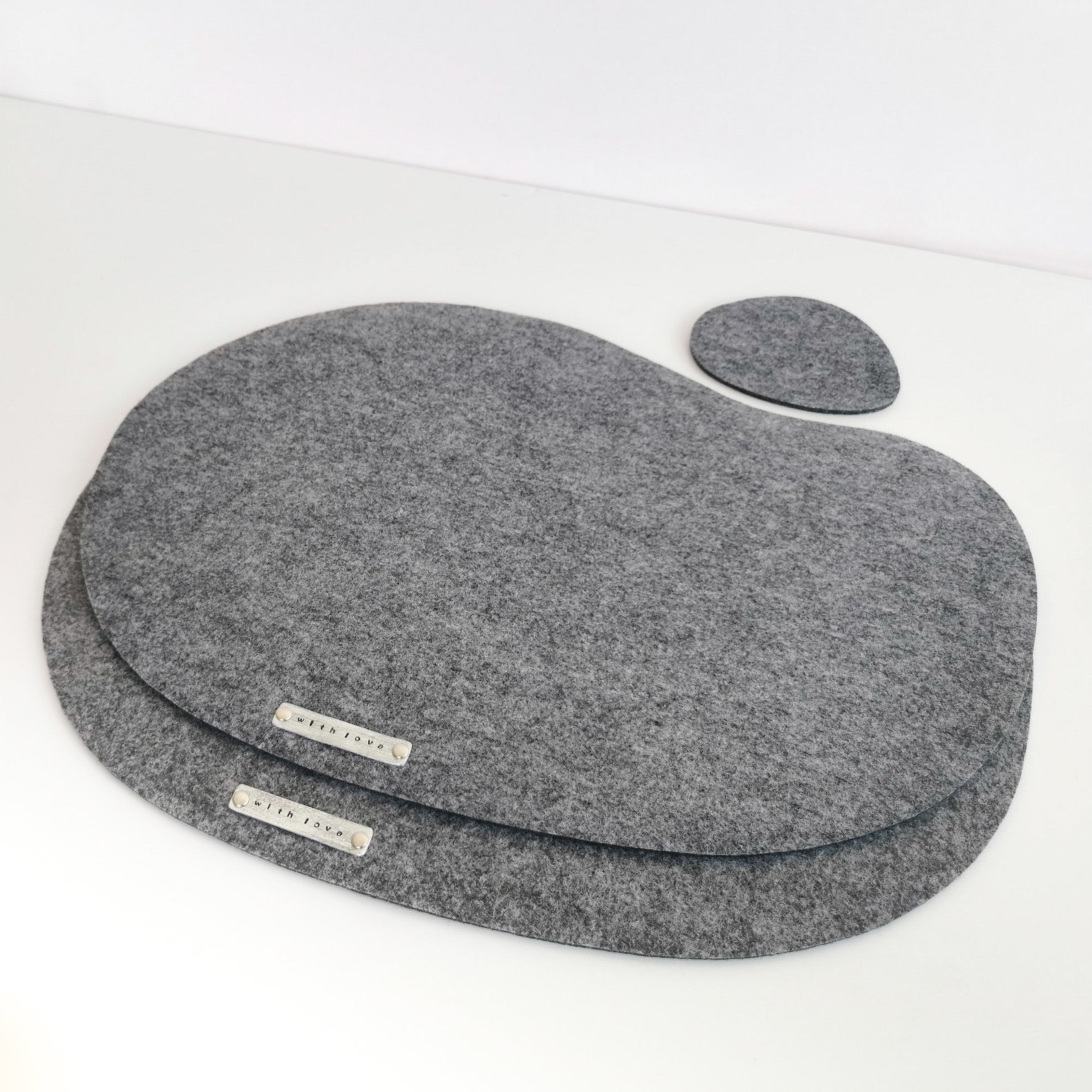 Gray Felt Irregular Oval Placemats and Coasters set for 2 - Etsy