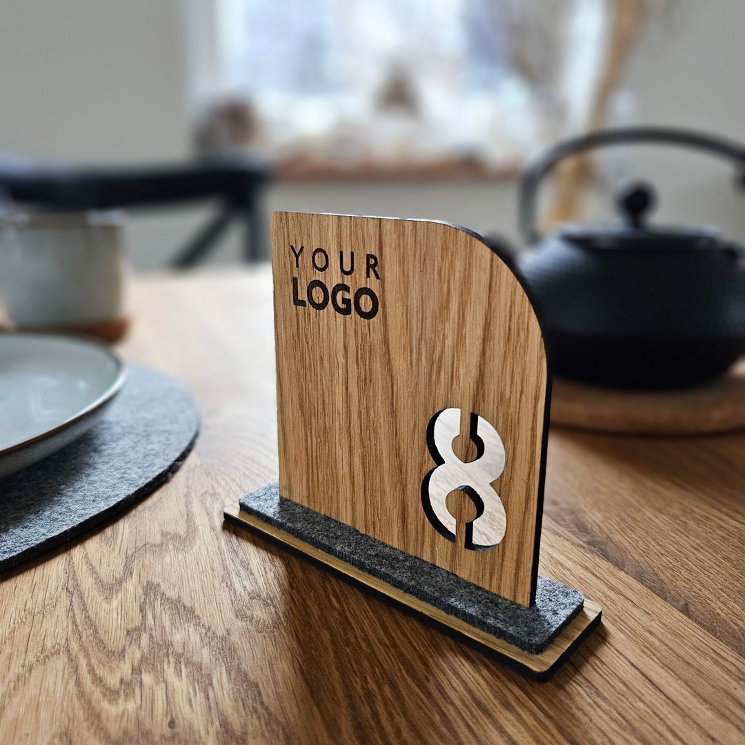 Custom Engraved Wooden Table Number Sign: Restaurant, Wedding, Cafe - Etsy