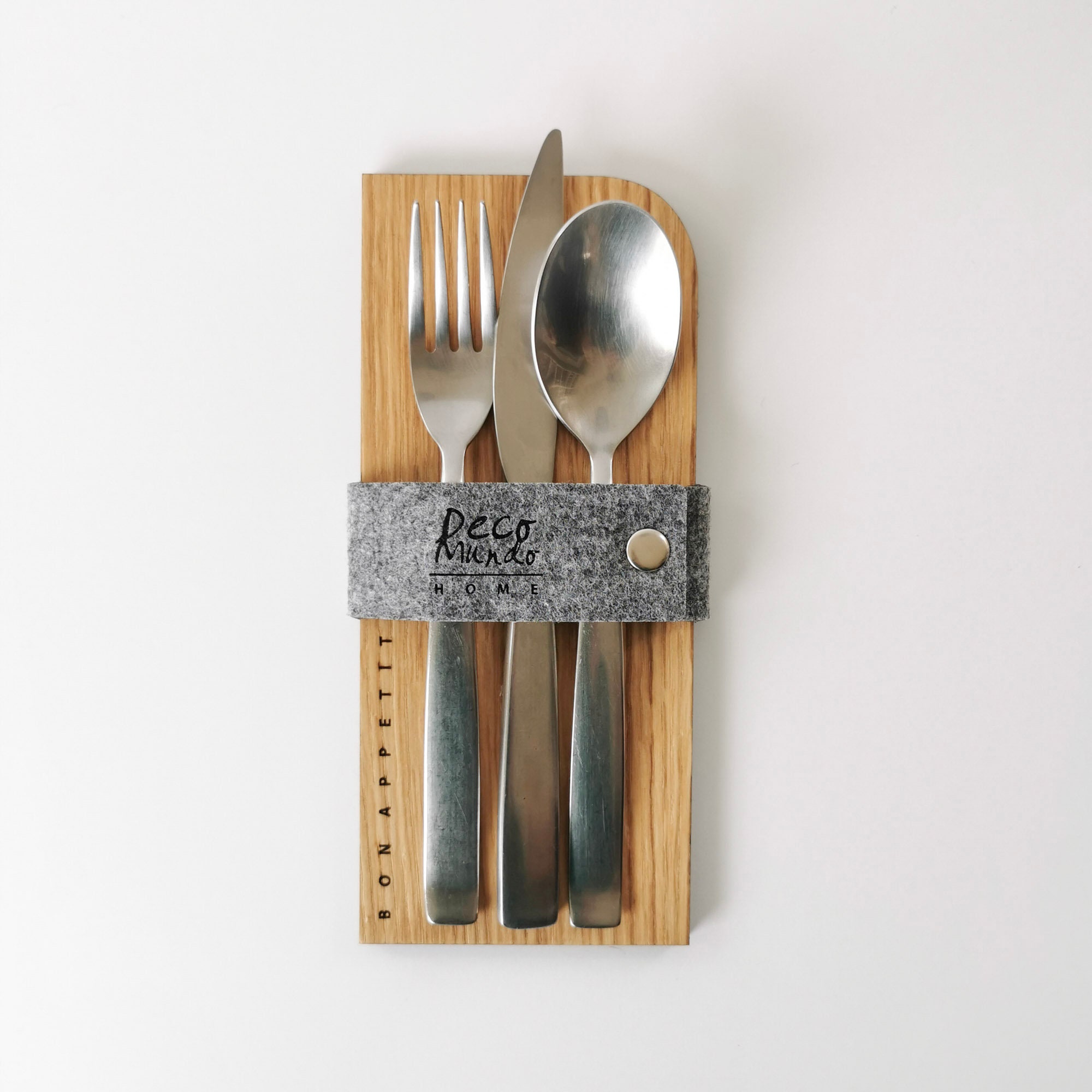 Wood and Felt Flatware Caddy With Engraved 'bon Appetit', Minimalist ...