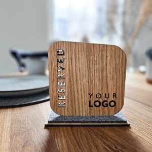 Personalized Reserved Table Sign With Logo, Wooden Restaurant Decor ...