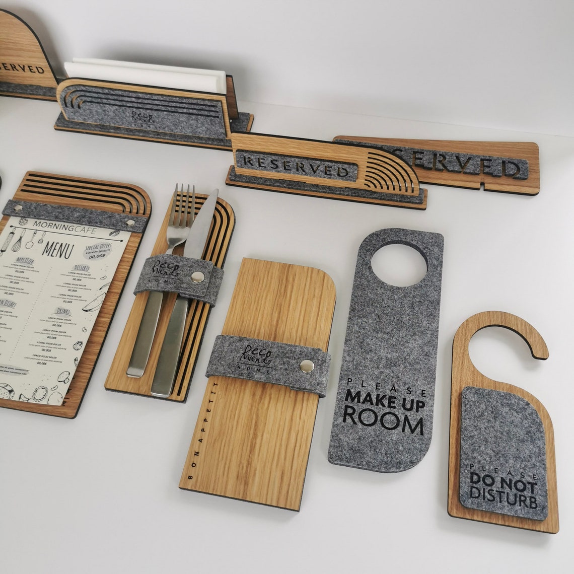 Gray Wood and Felt Door Sign for Hotel Minimalist Design - Etsy