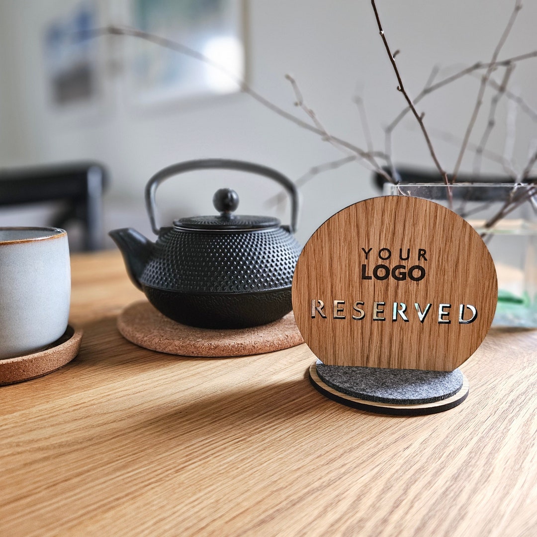 Wooden Reserved Table Sign, Tabletop Reserve Plate With Logo, Reserved ...