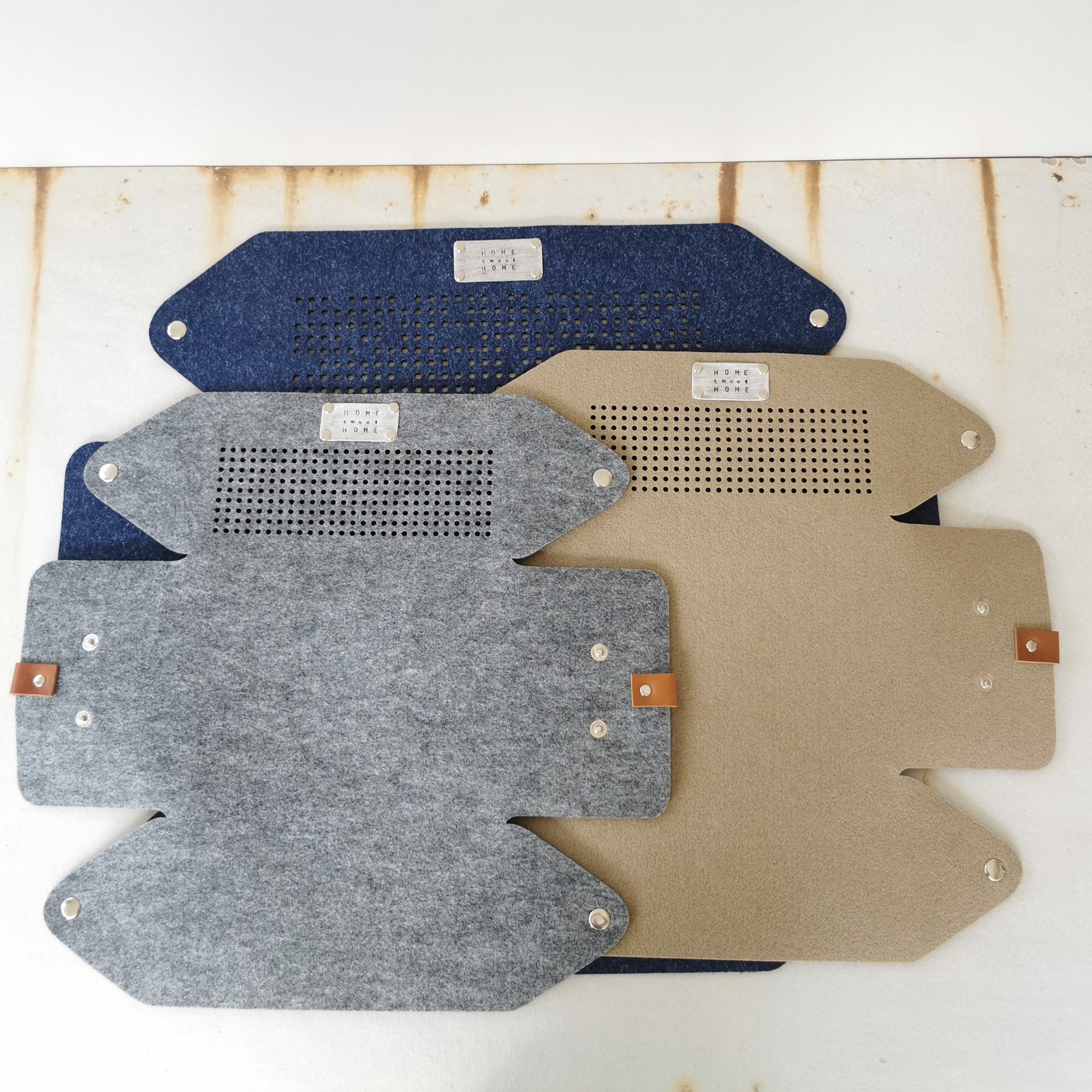 Storage Basket, Compact Storage Bin, Grey, Navy Blue, Beige Felt ...