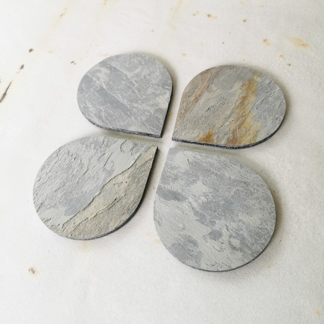 Natural Stone Veneer and Felt Coasters, Modern Drink Coaster Set With ...