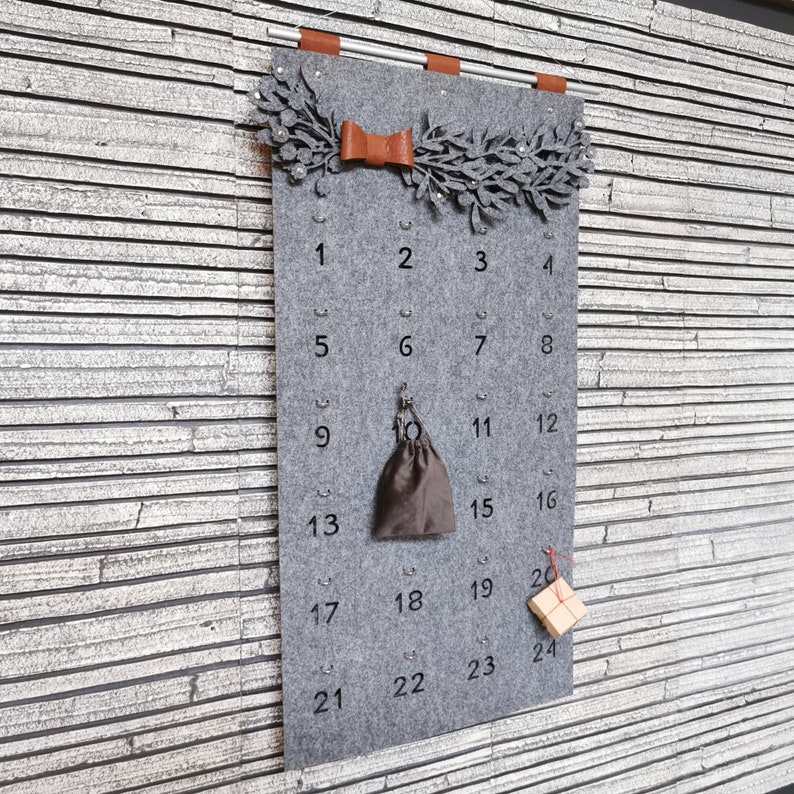 Christmas Advent Calendar, Big Gray Felt Christmas Calendar, Minimalist ...
