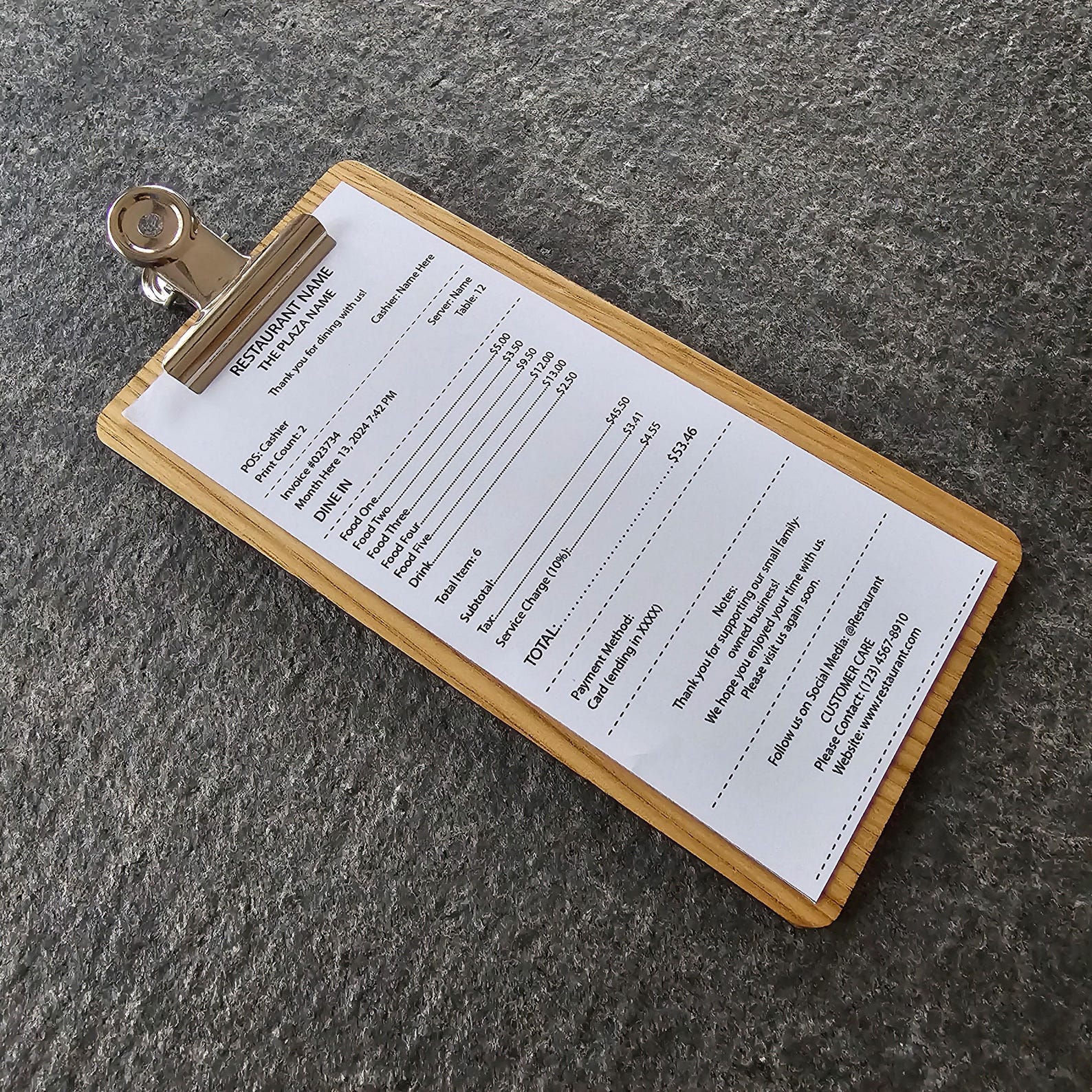 Custom Wood Check Presenter With Metal Clip, Personalized Restaurant ...
