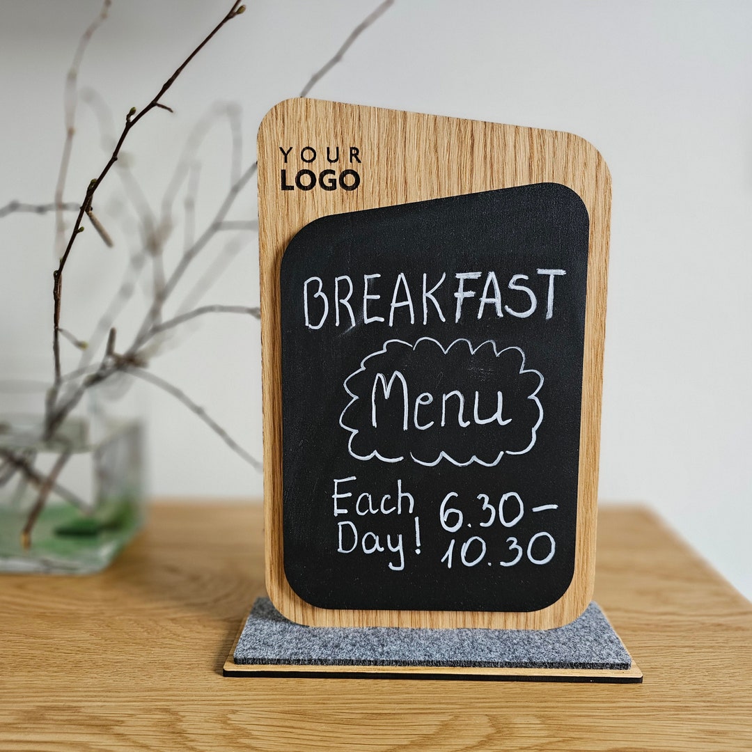 Wooden Tabletop Chalkboard, Erasable Restaurant Display, Coffee Bar ...