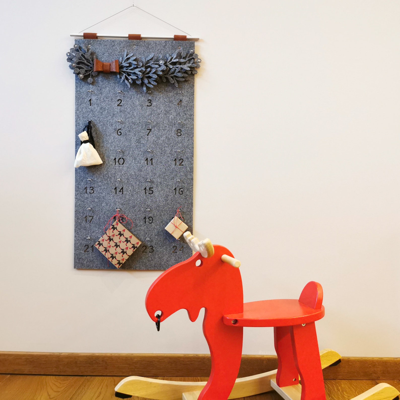 Christmas Advent Calendar, Big Gray Felt Christmas Calendar, Minimalist ...