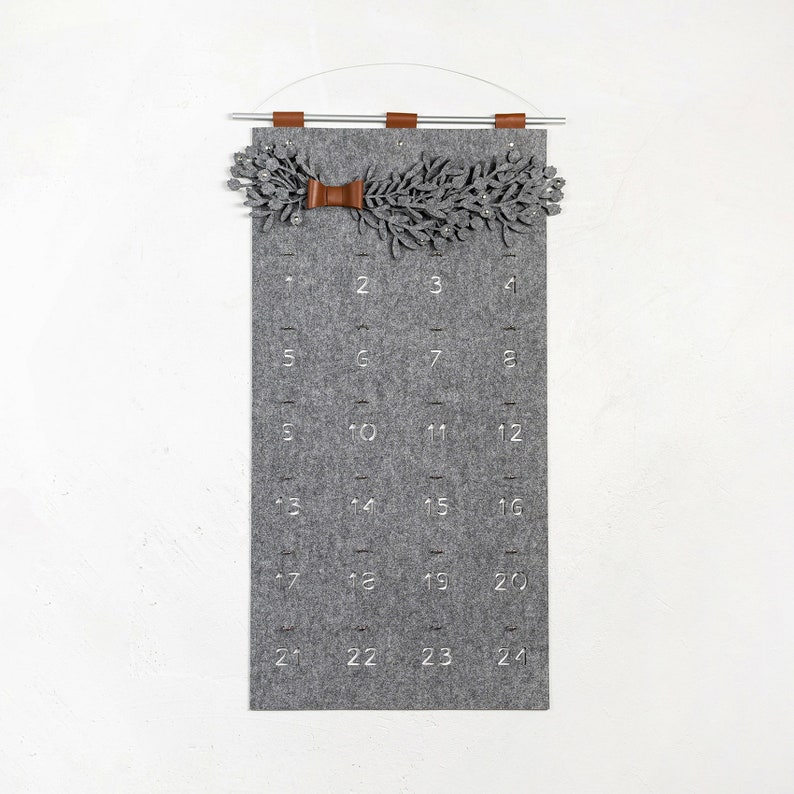 Christmas Advent Calendar, Big Gray Felt Christmas Calendar, Minimalist ...
