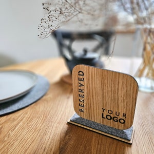 Personalized Reserved Table Sign With Logo, Wooden Restaurant Decor ...