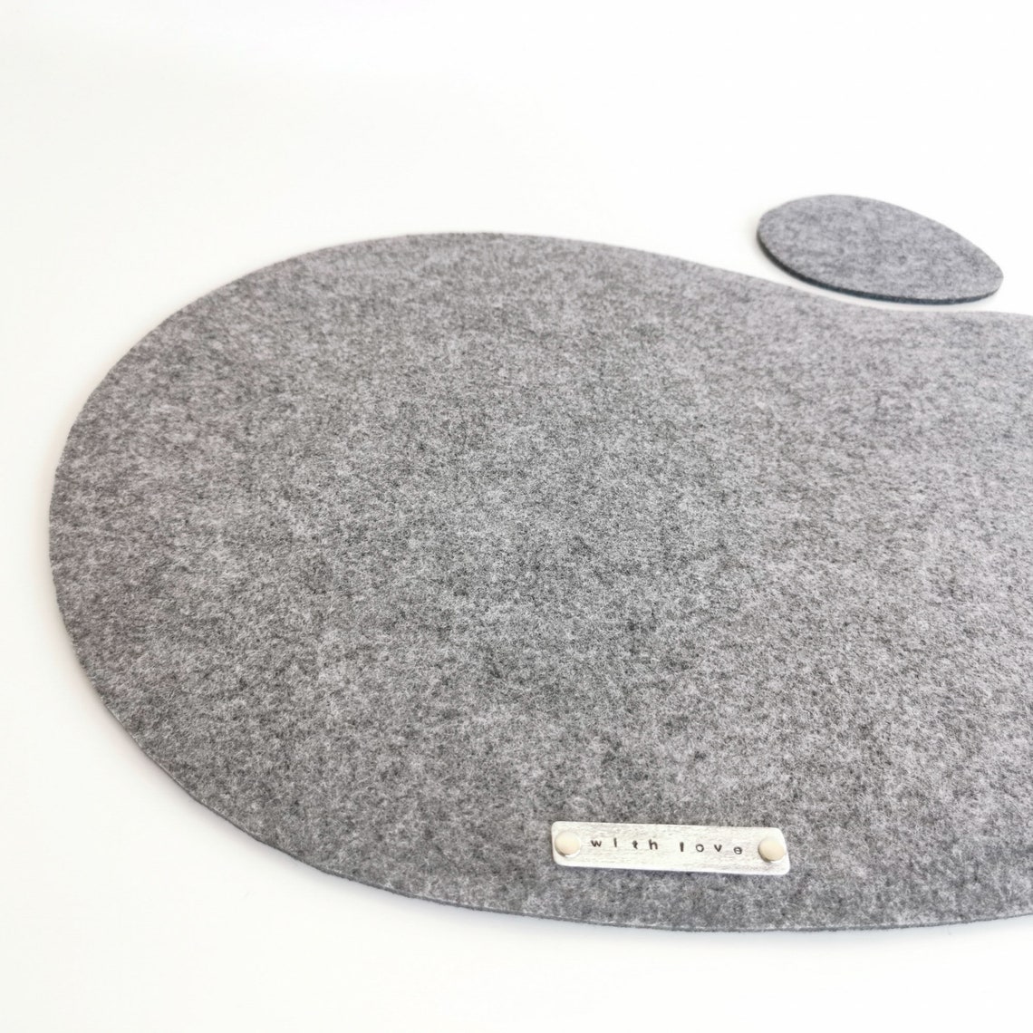 Gray Felt Irregular Oval Placemats and Coasters Set of 2 / - Etsy