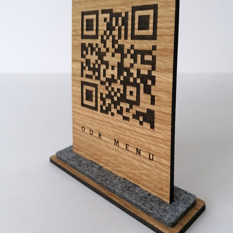 Wooden QR Code Sign Restaurant, Bar, Cafe Supplies, Custom Made QR Code Sign, Scan for Menu ...