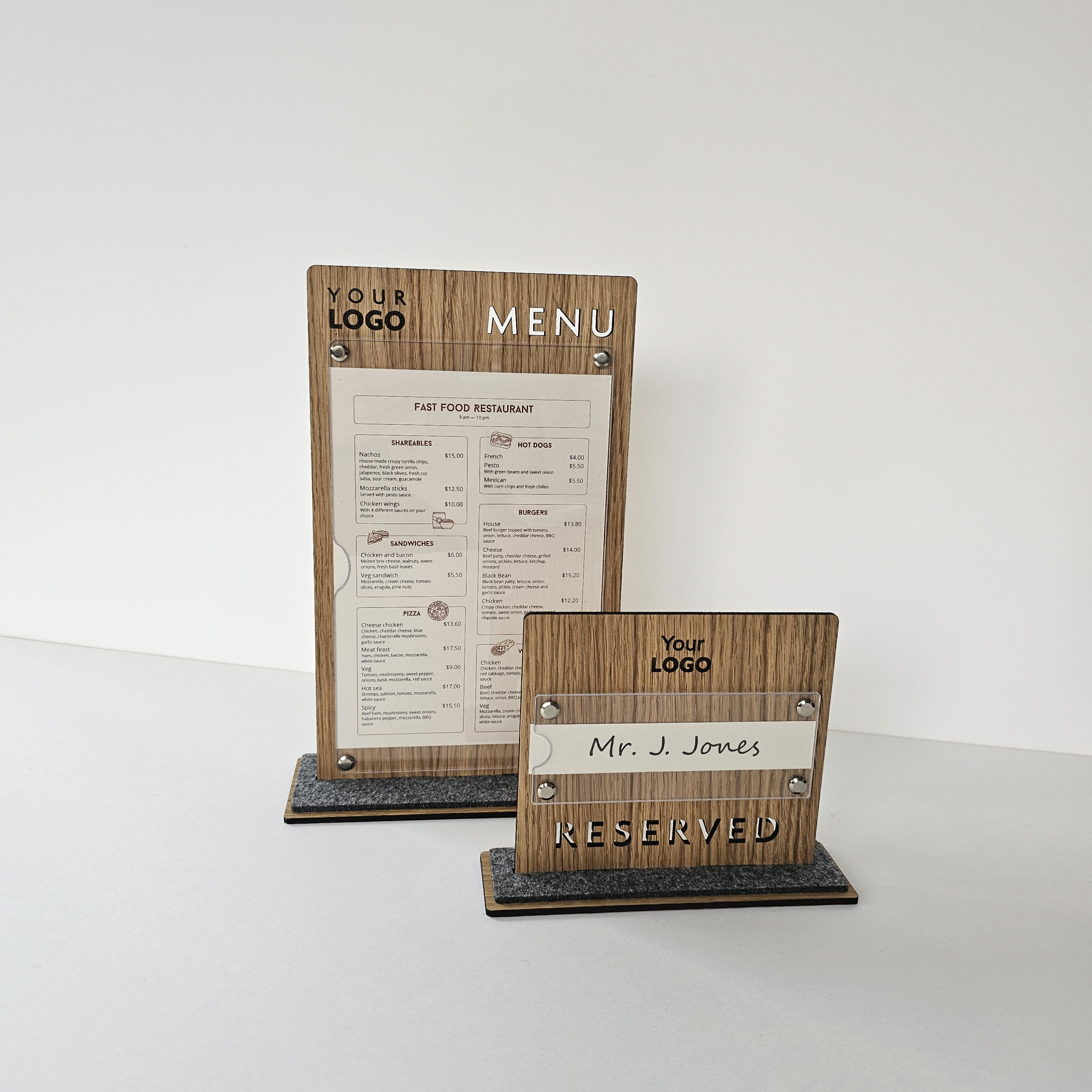 Wood and Acrylic Tabletop Menu, Menu With Logo, Restaurant Menu Holder ...