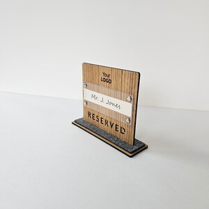 Wooden Reserved Sign With Place for Note, Logo-engraved Reserved Stand ...