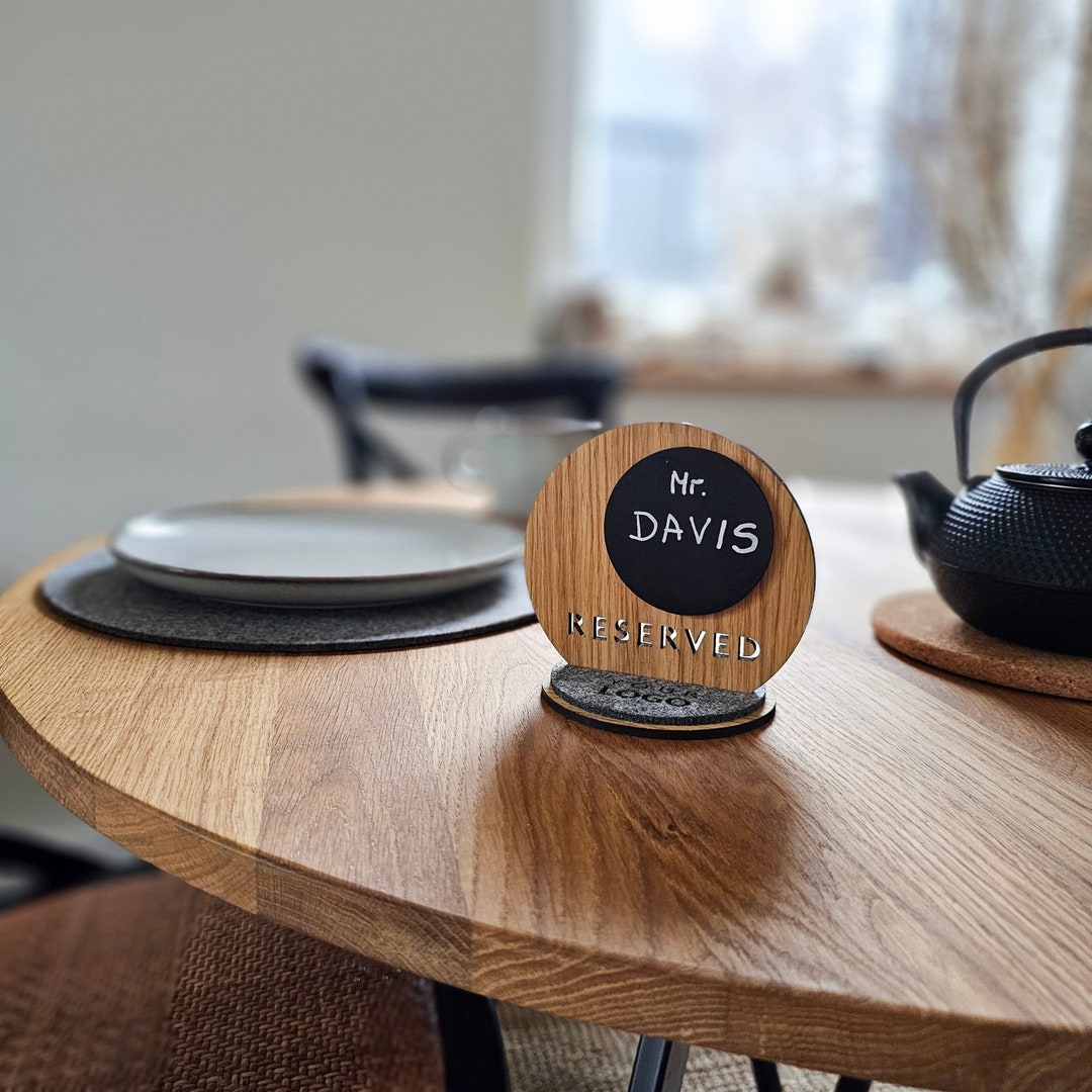 Round Wooden Tabletop Sign for Weddings, Restaurants, and Cafes ...