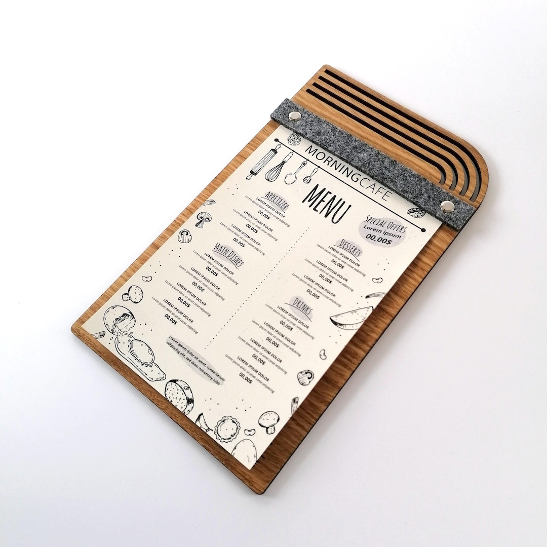 Wooden Restaurant Menu Cover, Personalized Logo Menu, Oak Plywood Menu ...