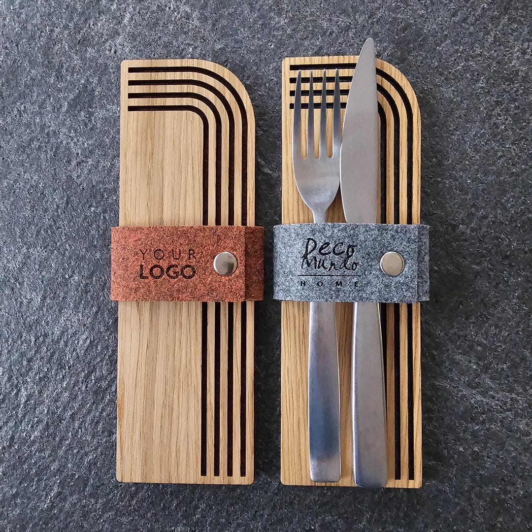 Wooden Cutlery Pouch, Personalized Cutlery Holder, Cafe Bar Restaurant ...