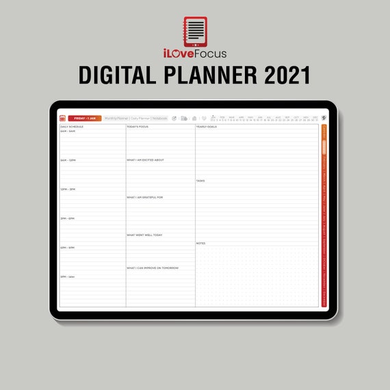iLoveFocus© Digital Planner 2021 notability BEST DATED Daily Work Life ...