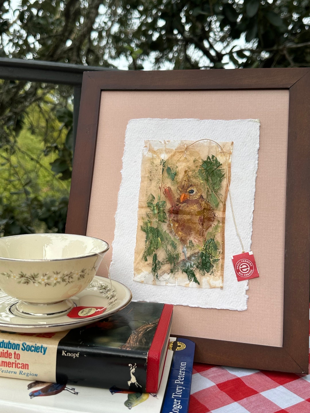 Sustainable Art Tea Bag Paintingsweet Cardinal - Etsy