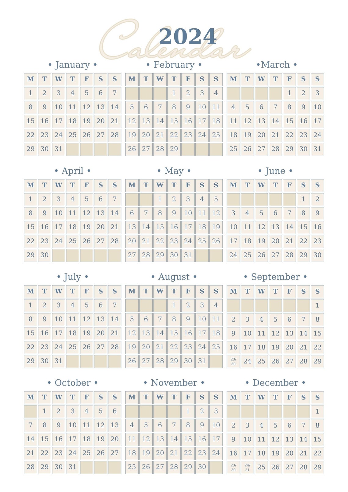 Monthly Planner 2024 Pdf | 2024 Calendar Pdf | 2024 Dated Monthly ...