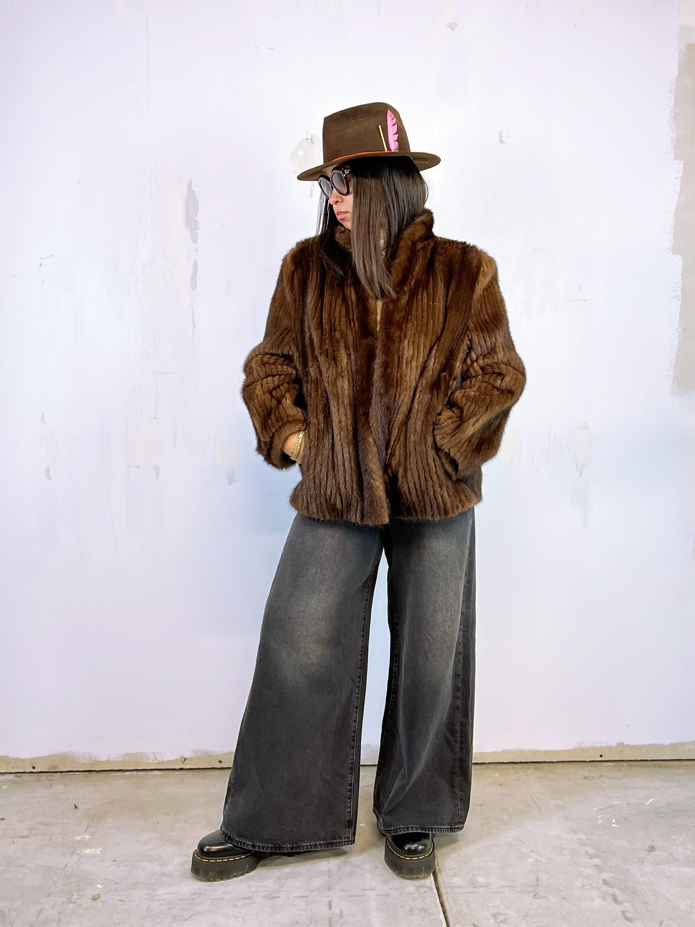 1950's Corduroy Striped Mink Fur Coat - Etsy