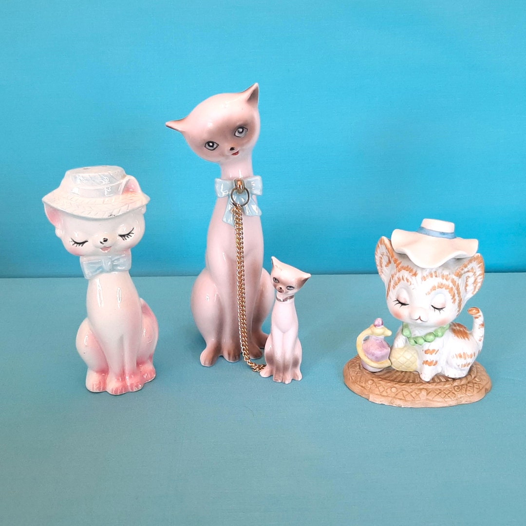 Fancy Cats Figurines Pastel Colors Various Makers Vintage 1960s ...